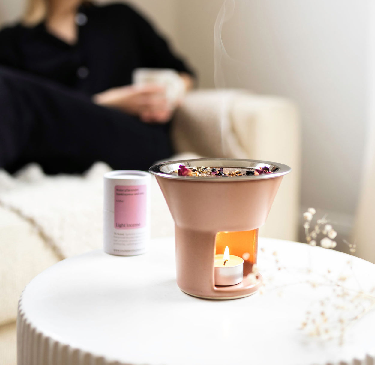 Ceramic Incense Holder & All-Natural Incense Bundle, Made in USA